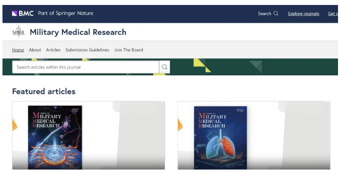 首个决定仅4天！人民军医出版社主办，国人主编，IF 16.7 | 期刊推荐：Military Medical Research-特诺科技官方网站